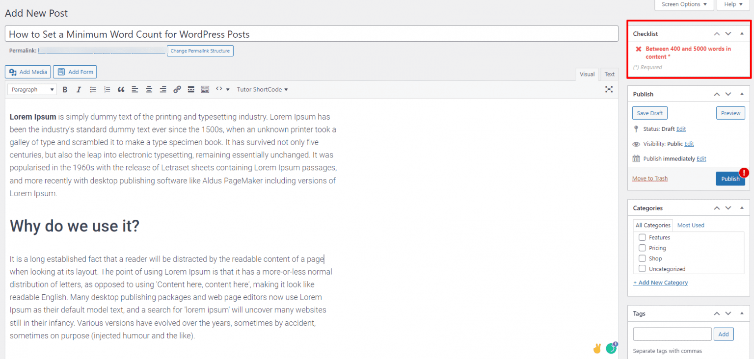 How to Set a Minimum Word Count for WordPress Posts - Engine Templates
