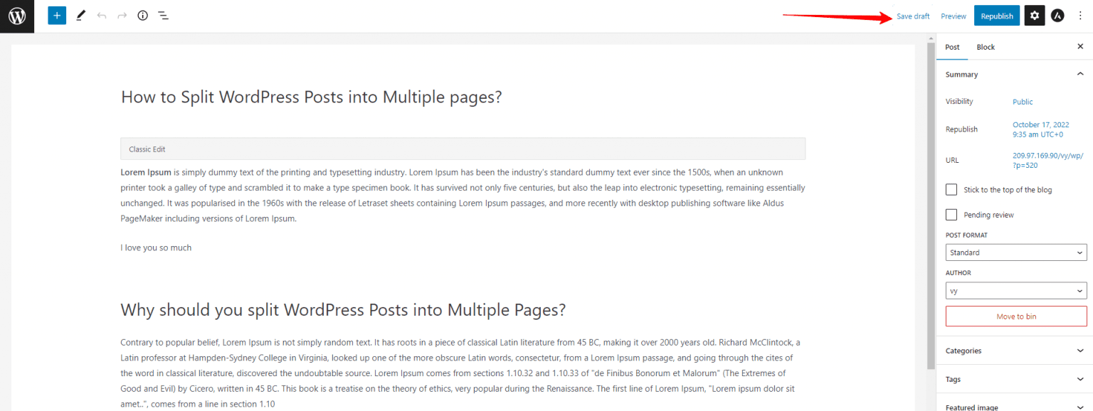 A quick method to Save Changes Without Publishing WordPress post/page ...