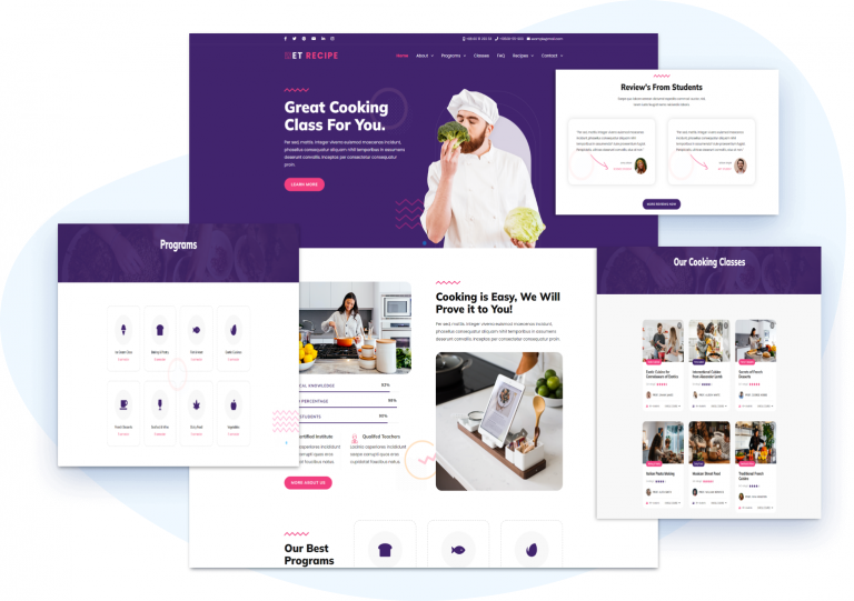 ET Recipe - Free Cooking Class WordPress Theme - Engine Templates